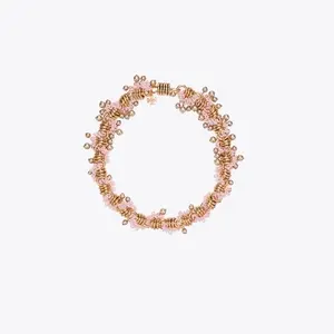 Tory Burch Runway Beaded Necklace - Light Brass/pink