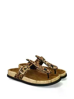 Premiata Leopard-print Buckle Sandals - Neutrals