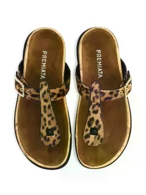 Premiata Leopard-print Buckle Sandals - Neutrals