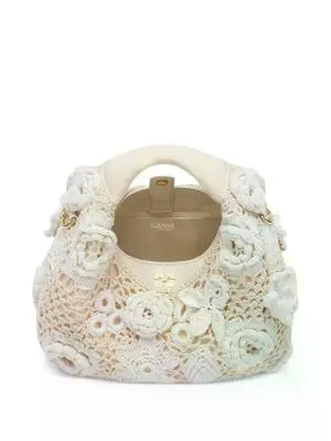 GANNI Floral Crochet Mini Bag - Neutrals