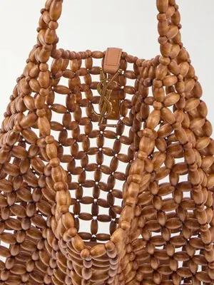 Saint Laurent Le 5 À 7 Large Beaded Wood Shoulder Bag - Brown