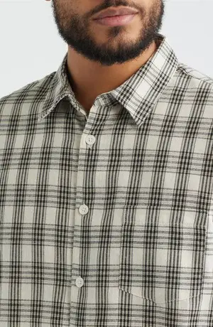 925 ORIGINALS Office Woven Check Short Sleeve Cotton Button-up Shirt