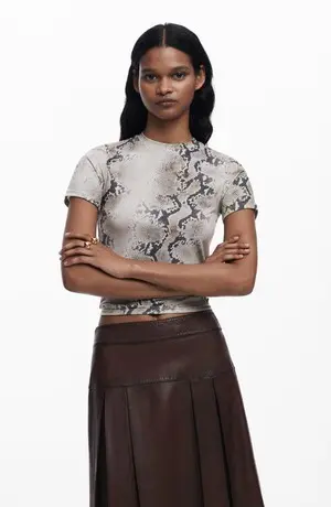 Desigual Pleated Leather Midi Skirt