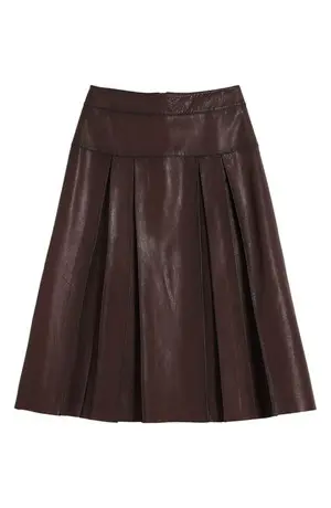 Desigual Pleated Leather Midi Skirt