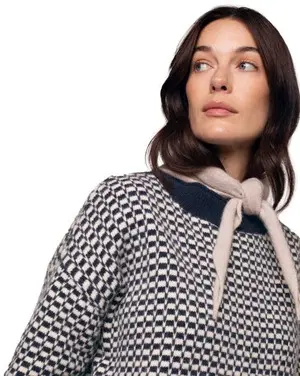 CELTIC & CO. Micro Check Funnel Neck Sweater