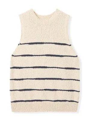 CELTIC & CO. Drop Stitch Knitted Vest Top - Ecru/navy