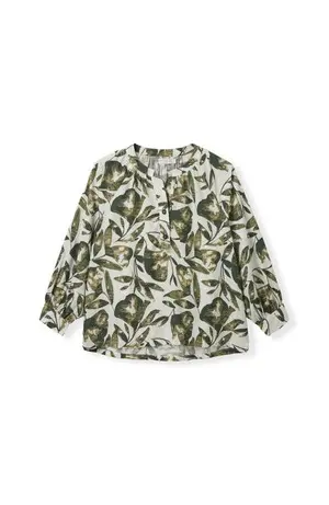 CELTIC & CO. Relaxed Cotton Printed V-neck Blouse