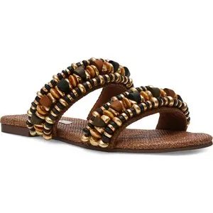 Steve Madden Messima Beaded Two-strap Raffia Sandal