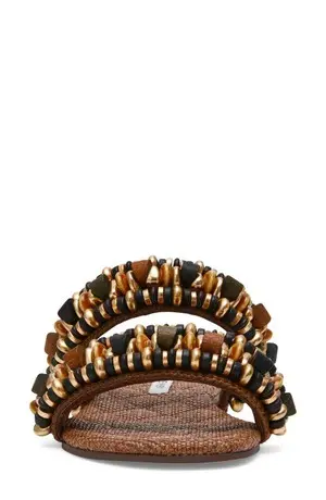 Steve Madden Messima Beaded Two-strap Raffia Sandal