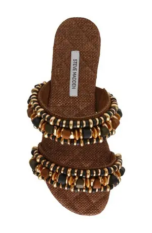 Steve Madden Messima Beaded Two-strap Raffia Sandal