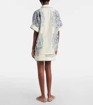 ALEMAIS Alémais Printed Linen And Cotton Miniskirt