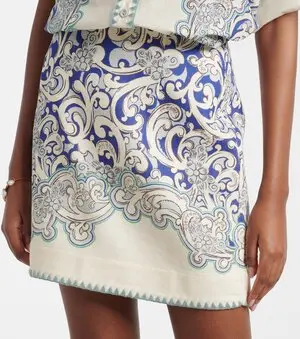 ALEMAIS Alémais Printed Linen And Cotton Miniskirt