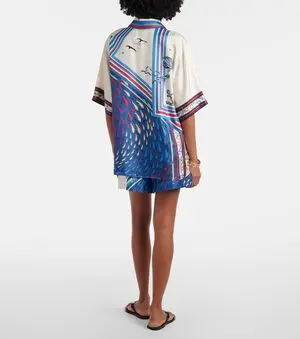 ALEMAIS Alémais Apollo Printed Silk Satin Shorts