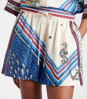 ALEMAIS Alémais Apollo Printed Silk Satin Shorts