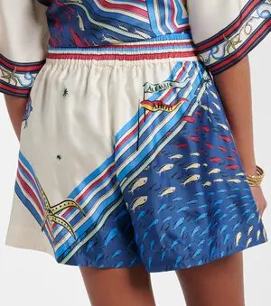 ALEMAIS Alémais Apollo Printed Silk Satin Shorts