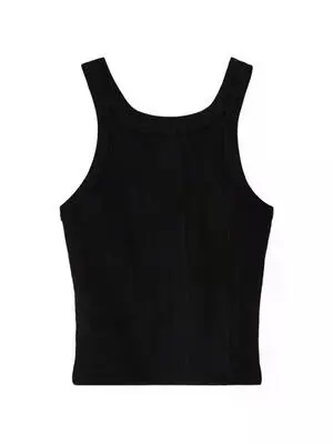 Pinko Ribbed Cropped Tank Top With Embroidered Logo