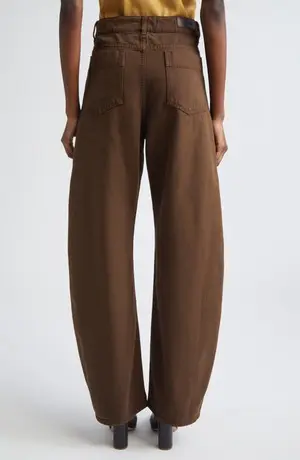 LEMAIRE High-waisted Curved Cotton Twill Pants - Cacao