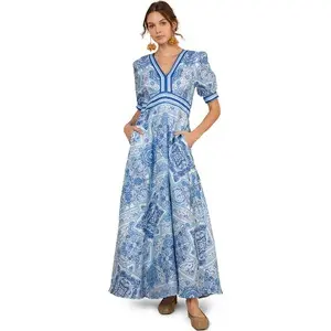 Hale Bob Ginevra Linen Maxi Dress - Blue