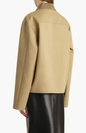 Khaite Wyatt Cotton Gabardine Chore Coat With Suede Collar