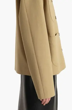 Khaite Wyatt Cotton Gabardine Chore Coat With Suede Collar