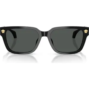 Versace 56mm Rectangular Sunglasses - Black/dark Grey