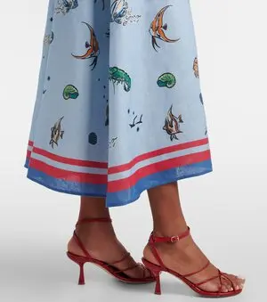 ALEMAIS Printed Linen Midi Dress