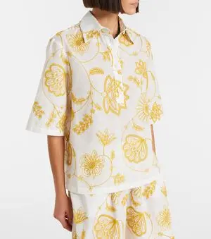 ERES Izana Embroidered Cotton-blend Shirt - Yellow