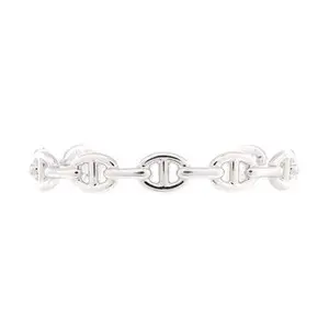 Hermès Chaine D'ancre Enchainee Cuff Bracelet Sterling Medium - Metallic Silver