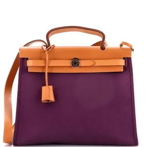 Hermès Herbag Zip Leather And Toile 31 - Red