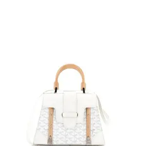 Goyard Saigon Top Handle Bag Coated Canvas Pm - White