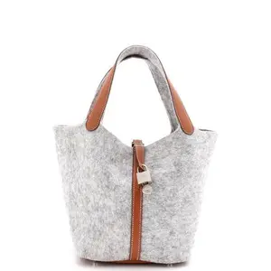 Hermès Picotin Lock Bag Felt With Leather Mm - Gris Clair