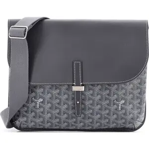 Goyard Coursier Messenger Bag Coated Canvas And Leather - Grey