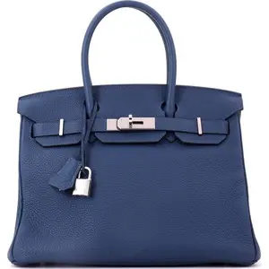 Hermès Birkin Handbag Blue Togo With Palladium Hardware 30