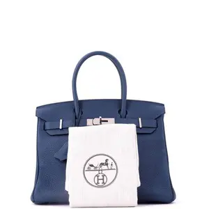 Hermès Birkin Handbag Blue Togo With Palladium Hardware 30 - Deep Blue