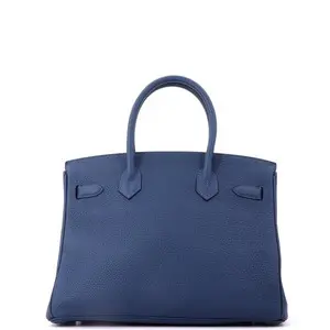 Hermès Birkin Handbag Blue Togo With Palladium Hardware 30 - Deep Blue