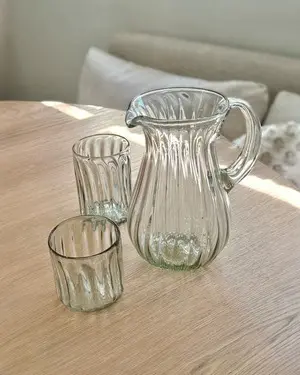 VILLA LUA HOME Handblown Fluted Pitcher