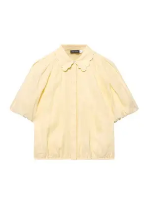 Mint Velvet Puff Sleeve Shirt With Scalloped Collar
