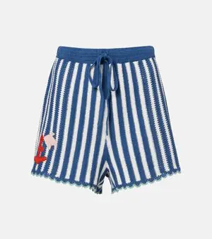 ALEMAIS Alémais Crochet Striped Cotton Shorts