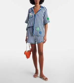 ALEMAIS Alémais Crochet Striped Cotton Shorts