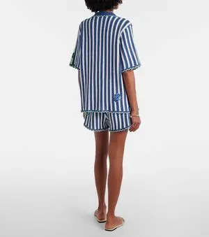ALEMAIS Alémais Crochet Striped Cotton Shorts