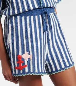 ALEMAIS Alémais Crochet Striped Cotton Shorts