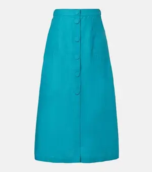 ERES Amusante Linen Midi Skirt - Blue