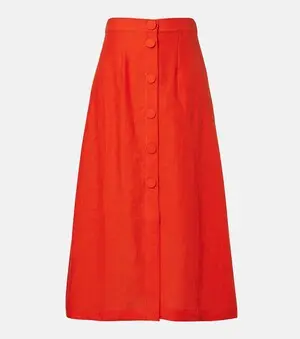 ERES Amusante Linen Midi Skirt - Red