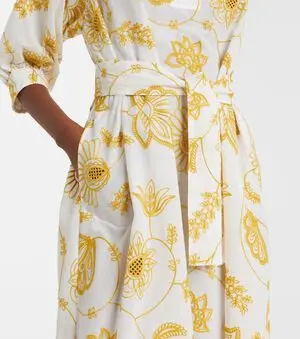 ERES Anjana Embroidered Cotton-blend Midi Dress - Yellow