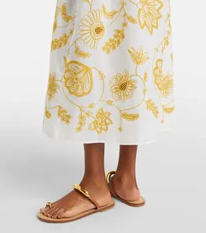 ERES Anjana Embroidered Cotton-blend Midi Dress - Yellow