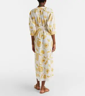 ERES Anjana Embroidered Cotton-blend Midi Dress - Yellow