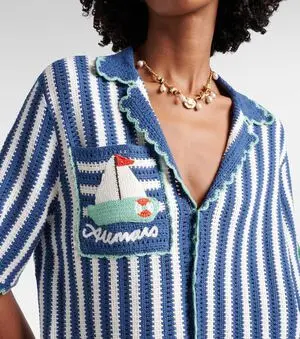 ALEMAIS Crochet Striped Cotton Shirt