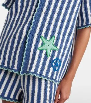 ALEMAIS Crochet Striped Cotton Shirt