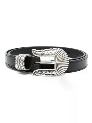 KATE CATE Thin Kim Leather Belt - Black