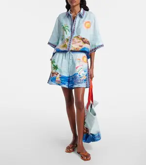 ALEMAIS Printed Linen Shorts